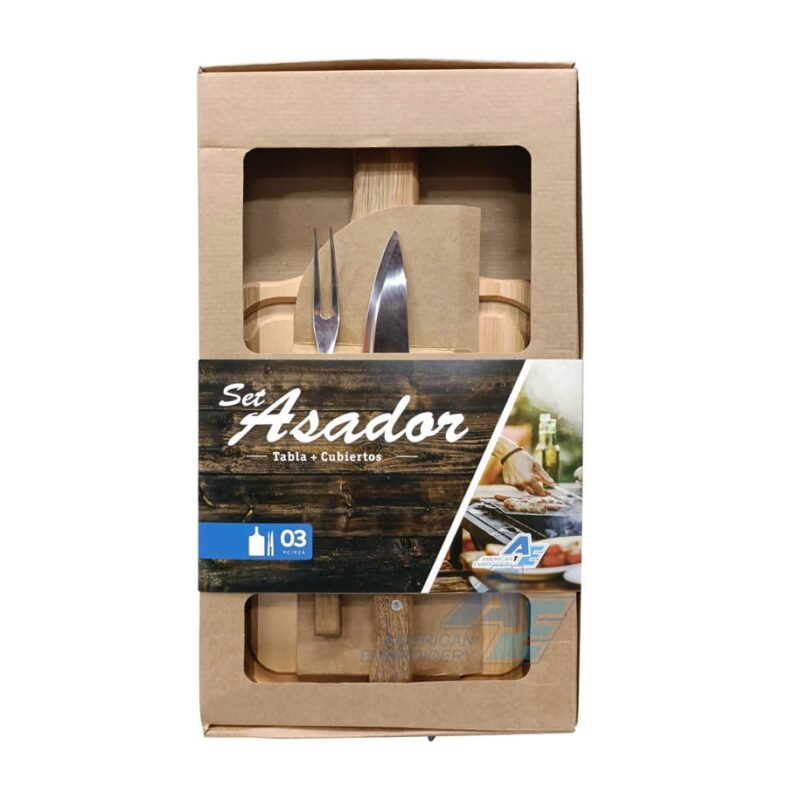 Set Asador Tabla y Cubiertos - Famet - Uniformes y Ropa de Trabajo
